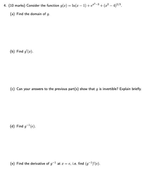 solved 4 10 marks consider the function g x ln 2 1