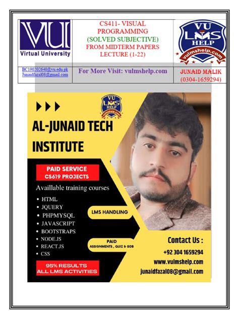 Cs411 Midterm Solved Subjective By Junaid Pdf Windows Presentation Foundation Programming