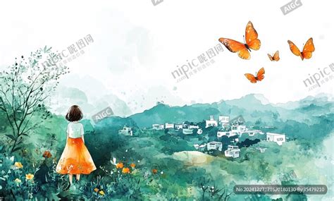Ai创作图青春唯美插画 文艺梦境小女孩手绘 女孩风景画 手绘文艺风景 手绘独自春游的小姑娘 青春手绘插画 意境人物插画 春之风影治愈系小插画 插画女孩与蝶 唯美手绘风格插画 手绘意境插画 风景