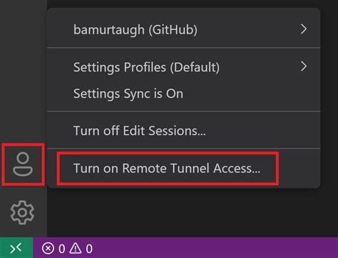 使用远程隧道进行开发 vscode 编辑器