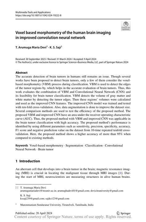 Voxel Based Morphometry Of The Human Brain Imaging In Improved Convolution Neural Network