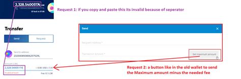 Lisk Hub Copyandpaste Balance Issue Due To Separator Max Amount Button