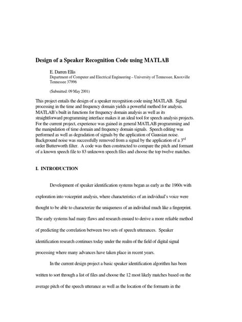 Speaker Recognition Matlab Download Free Pdf Low Pass Filter