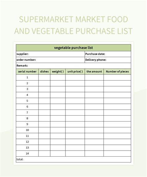 Free Purchasing List Templates For Google Sheets And Microsoft Excel Slidesdocs
