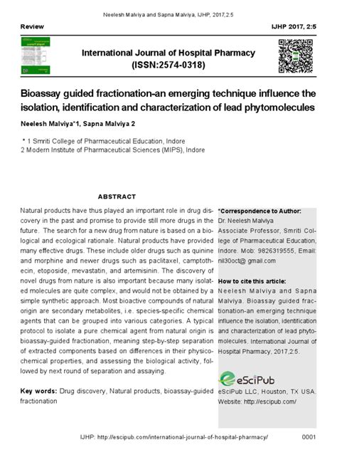 Bioassay Guided Fractionation An Emerging Technique Influence The