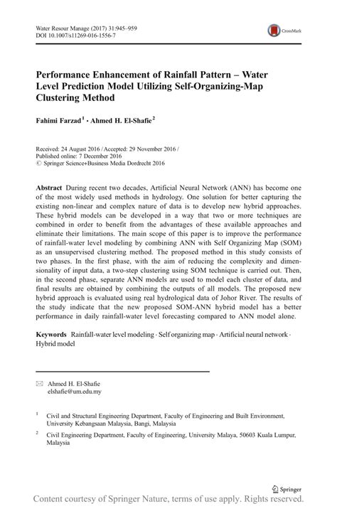 Performance Enhancement Of Rainfall Pattern Water Level Prediction Model Utilizing Self