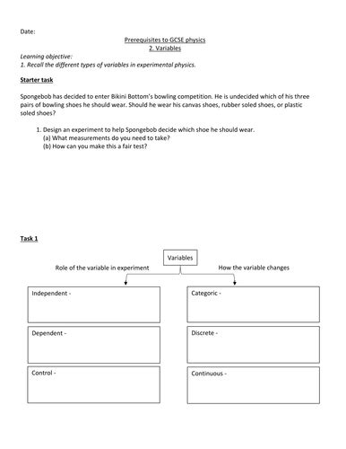 Independent Dependent Control Variables Categoric Discrete Continuous Data Accuracy