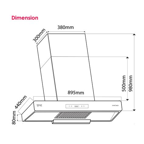 Senz Vera T Shape Heatpro Intelclean Cooker Hood Senz