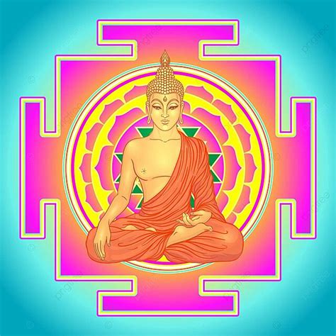 Sacred Symbol Of Hindu Tantra Buddha Over Sri Yantra Vector Sign