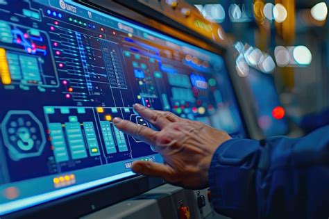 Controller Working With Scada System Data On Computer Screen Premium Ai Generated Image