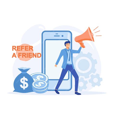 Premium Vector Refer A Friend Concept People Share Info About