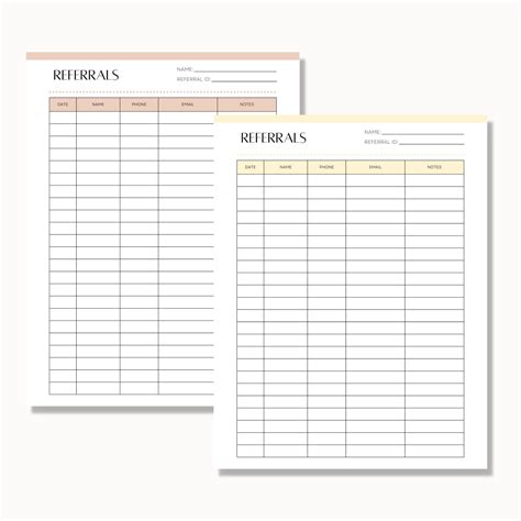 Printable Referral Tracker Referral Contacts Medical Referral Sheet