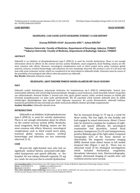 Pdf Sildenafil Can Cause Acute Ischaemic Stroke A Case Report