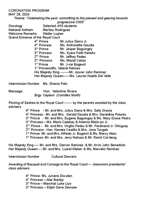 MAY 26 Coronation Sample Program Template CORONATION PROGRAM MAY 26