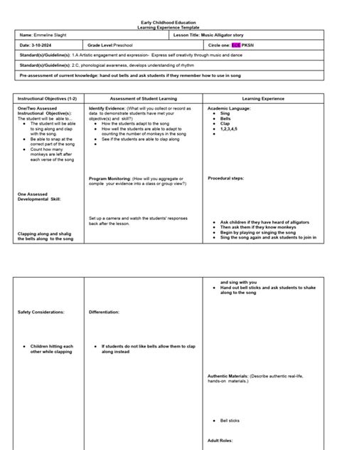 Ece Lesson Plan Template 5 Download Free Pdf Learning Early