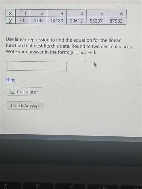 Solved Use Linear Regression To Find The Equation For The Chegg