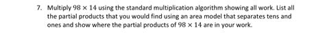 solved multiply 98×14 ﻿using the standard multiplication