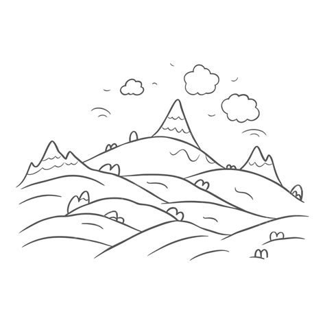 산 그림 흰색 배경 개요 스케치에 색칠하기 위해 그리기 벡터 언덕 그리기 언덕 개요 언덕 스케치 Png 일러스트 및 벡터 에 대한 무료 다운로드 Pngtree