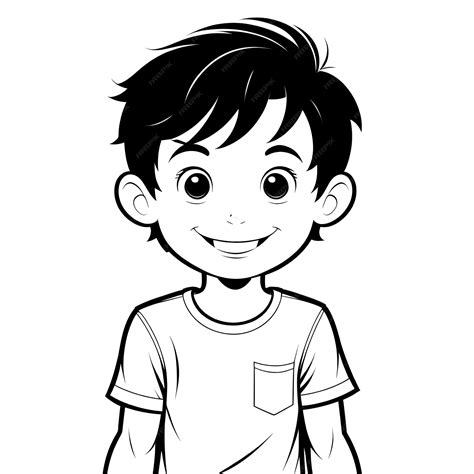 Premium Ai Image Black And White Illustration Of Cute Little Boy