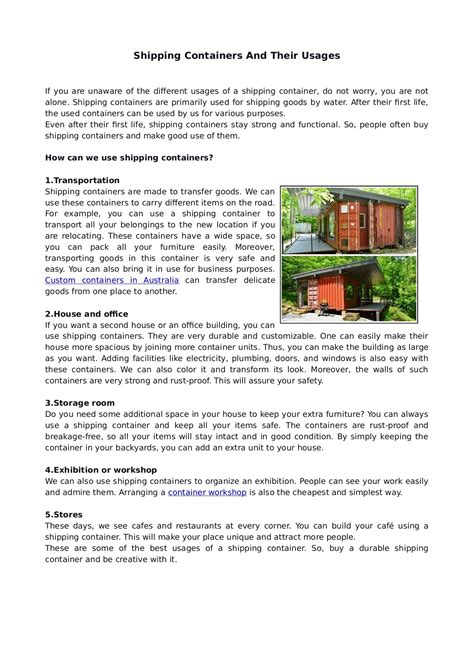 Shipping Containers And Their Usages Shipping Containers Page 1 1 Flip Pdf Online Pubhtml5