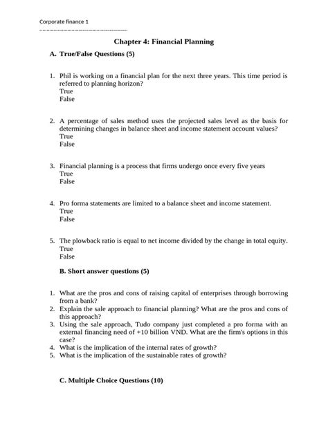Q Chapter 4 Financial Flanning Pdf Dividend Retained Earnings