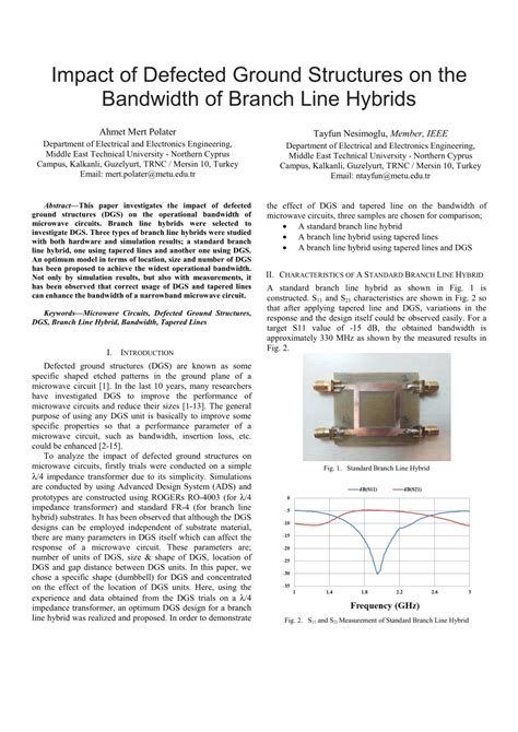 Pdf Impact Of Defected Ground Structures On The Bandwidth Of Branch Line Hybrids