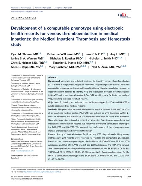 PDF Development Of A Computable Phenotype Using Electronic Health