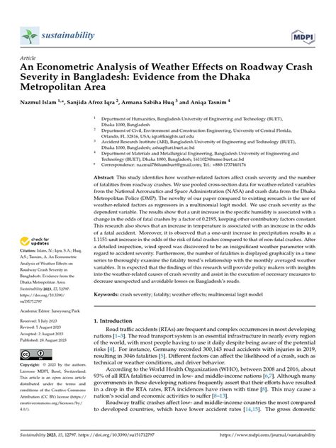An Econometric Analysis Of Wea Pdf Traffic Collision Logistic Regression