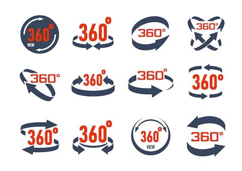 Premium Vector 360 Degrees Virtual Camera Rotate Icon Set