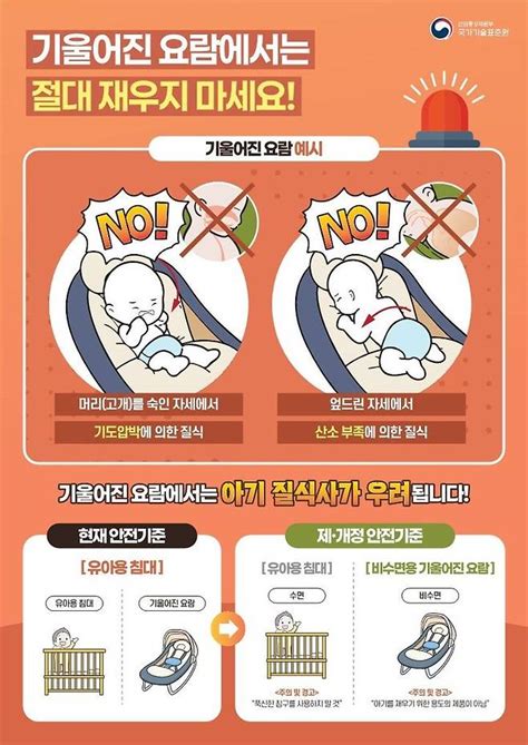 아기 잘 땐 기울어진 요람 쓰지 마세요국표원 안전기준 제정