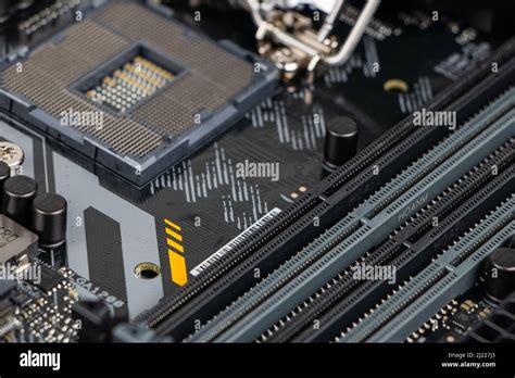 Modern Cpu Socket On A Motherboard Close Up Stock Photo Alamy