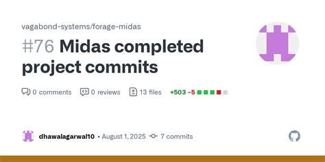 Midas Completed Project Commits By Dhawalagarwal10 · Pull Request 76 · Vagabond Systems Forage