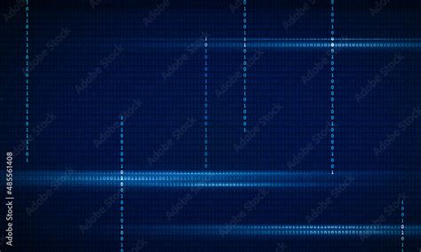 Abstract A Stream Of Binary Code Numbers On The Monitor Are The
