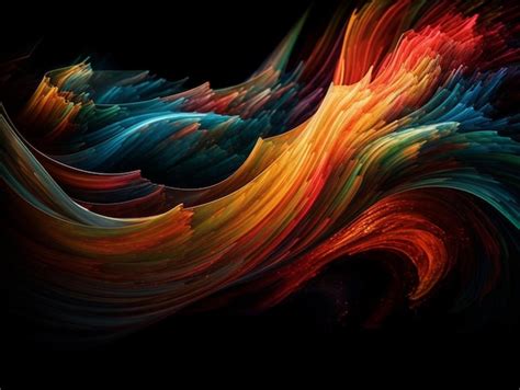 Premium Ai Image Abstract Art Of Colorful Waves On A Black Background Generative Ai