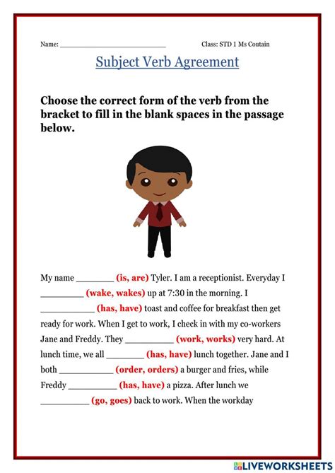 Subject Verb Agreement Grammar Exercise Subject Verb Agreement Subject And Verb Grammar