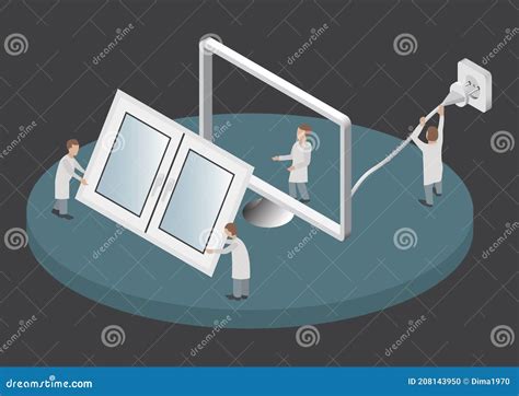 Computer Technology Isometric Collection Software Development And Installation Stock Vector