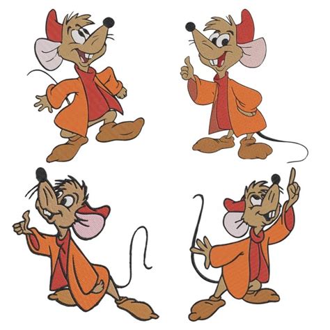 Cinderella Mice Jaq And Gus In Red Coats Various Expressive Character