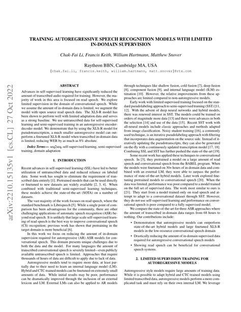 Pdf Training Autoregressive Speech Recognition Models With Limited In