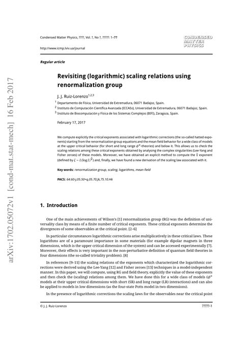 Pdf Revisiting Logarithmic Scaling Relations Using Renormalization