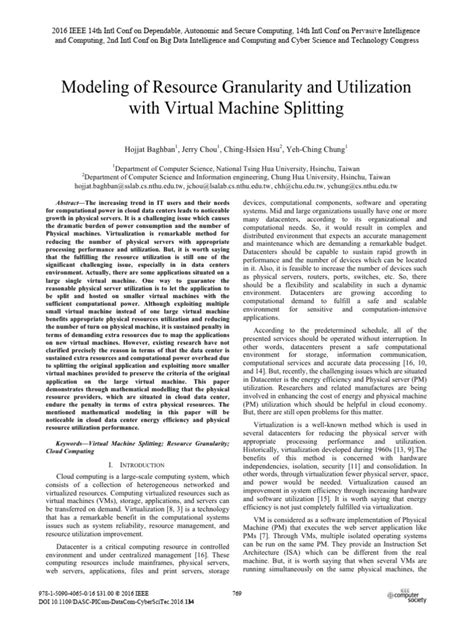 modeling of resource granularity and utilization with virtual machine