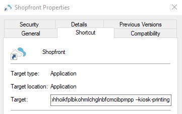 Disabling The Print Dialogue Box Within Google Chrome Shopfront