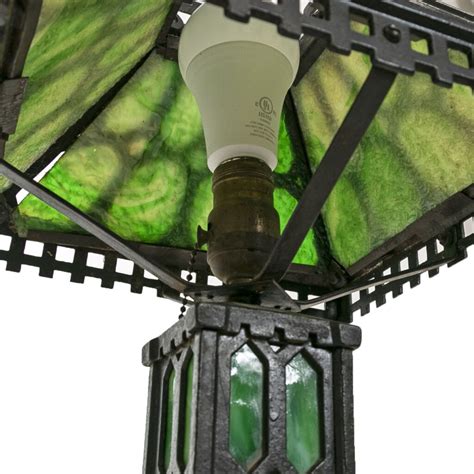 Arts And Crafts Iron And Slag Glass Table Lamp Grandview Mercantile