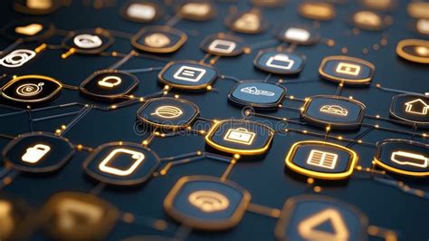 Visual Representation Of A Global Network With Digital Icons Highlighting Data Transfer And