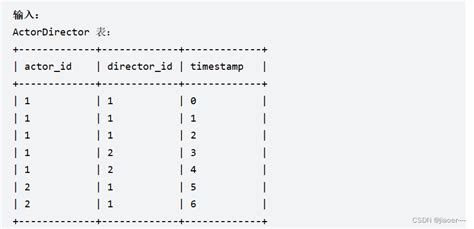 SQL 每日一题 合作过至少三次的演员和导演