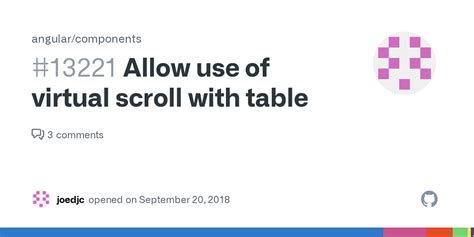 allow use of virtual scroll with table · issue 13221 · angular