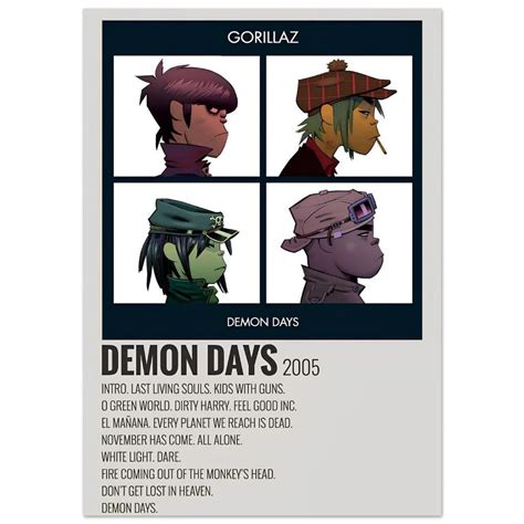 Gorillaz Demon Days 2005 Album Poster Iconic Music Art Alternative