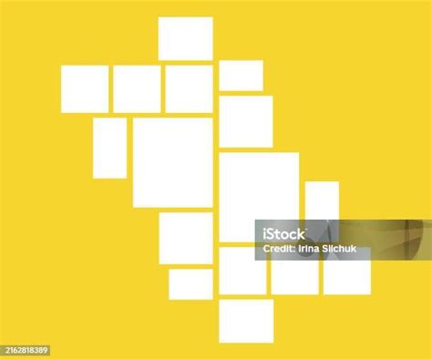 사진에 대한 템플릿 구성 그리드입니다 사실적인 콜라주 무드 보드 또는 사진 이미지 레이아웃 노란색 배경에 디자인 감정에 대한 스톡 벡터 아트 및 기타 이미지 Istock