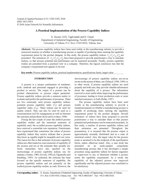 PDF A Practical Implementation Of The Process Capability Indices