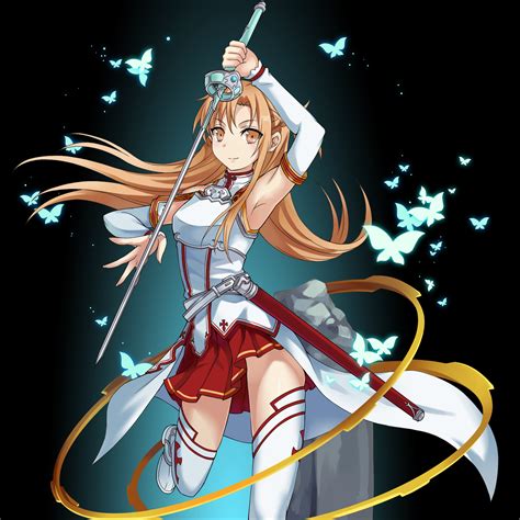 Safebooru 1girl Arm Up Armpits Asuna Sao Black Background