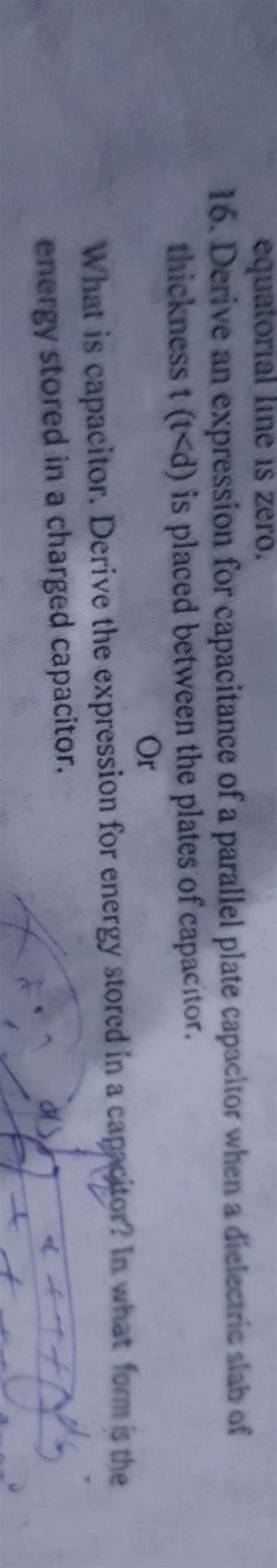 16 Derive An Expression For Capacitance Of A Parallel Plate Capacitor Wh
